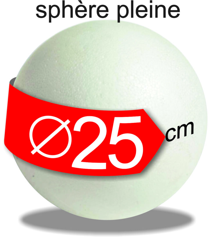 Sphère polystyrène pleine - Diamètre 25 cm