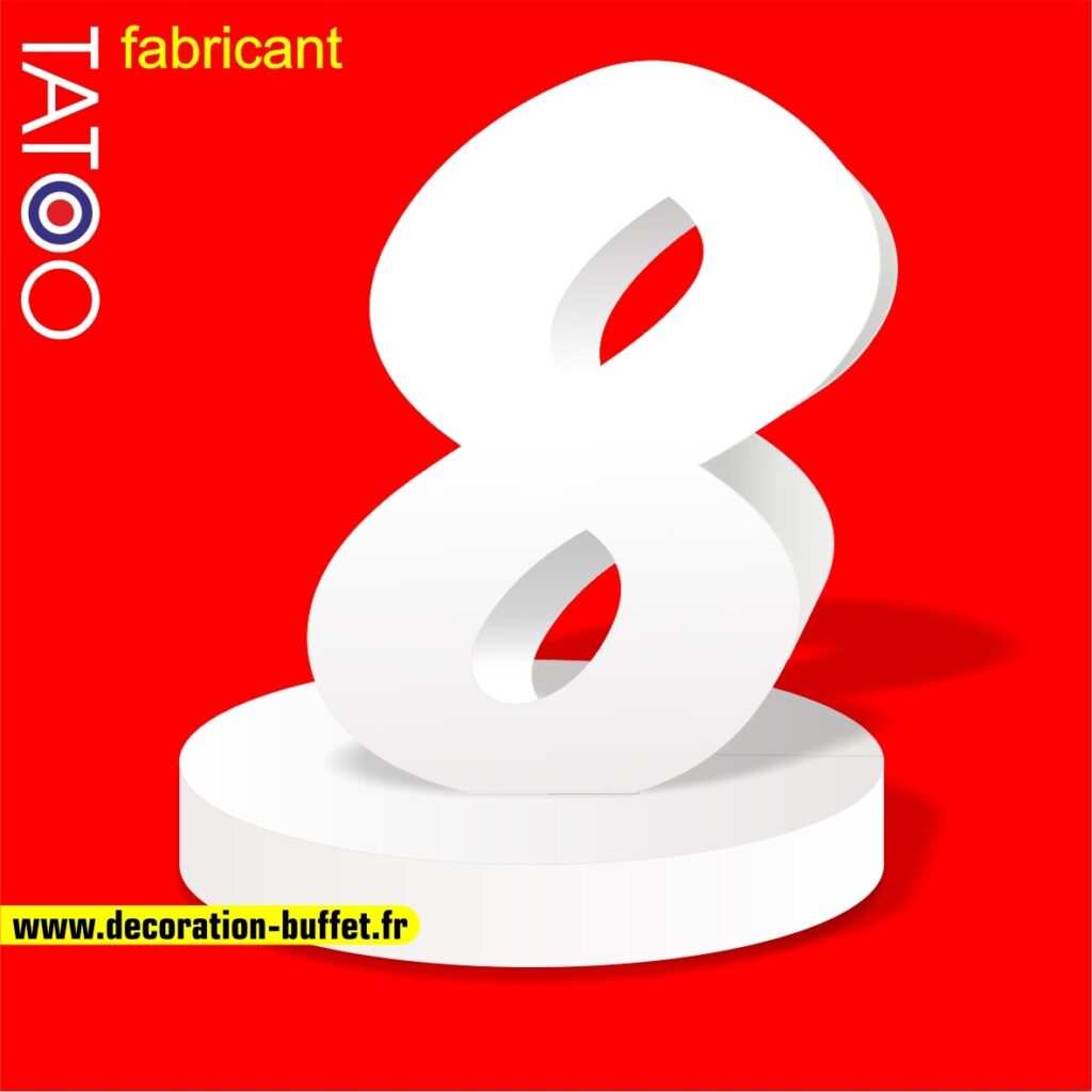Chiffre 8 en polystyrène sur socle