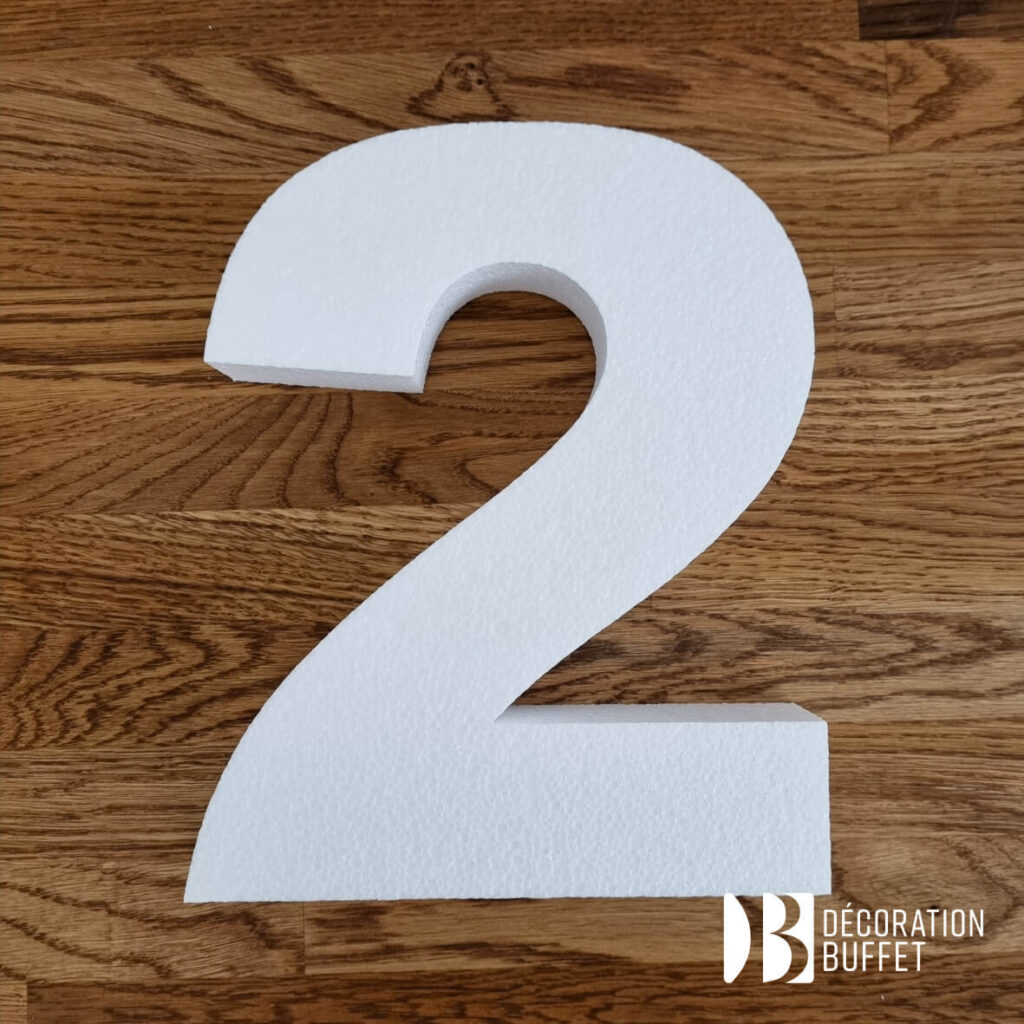 Support pour Gâteau de Bonbons – Chiffre 2 en Polystyrène